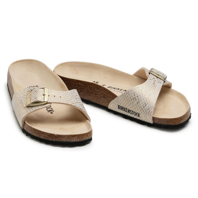 Pantoletten Birkenstock Madrid Bs 1018543 Shiny Python Eggshell