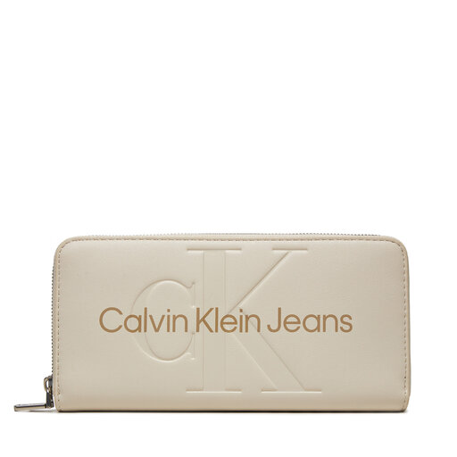 Velika enska denarnica Calvin Klein Jeans K60K607634 Ecru eobutev.si