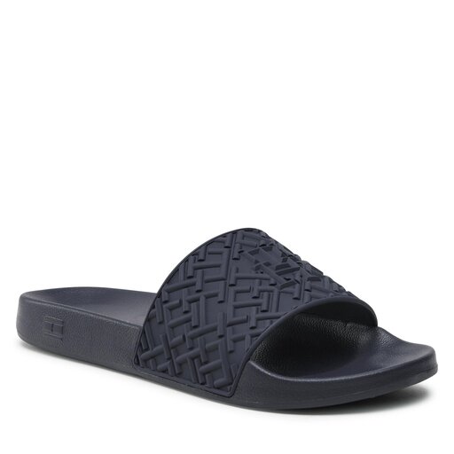 Chanclas Tommy Hilfiger Rubber Th Monogram Pool Slide FM0FM04464 Azul ...