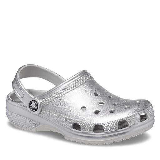 Klapki Crocs Crocs Classic Metallic Clog T 209198 Silver Metallic 0P1 ...