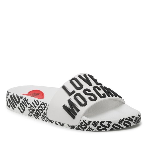Șlapi LOVE MOSCHINO JA28112G1GI17100 Bianco/Logo Nero | epantofi.ro