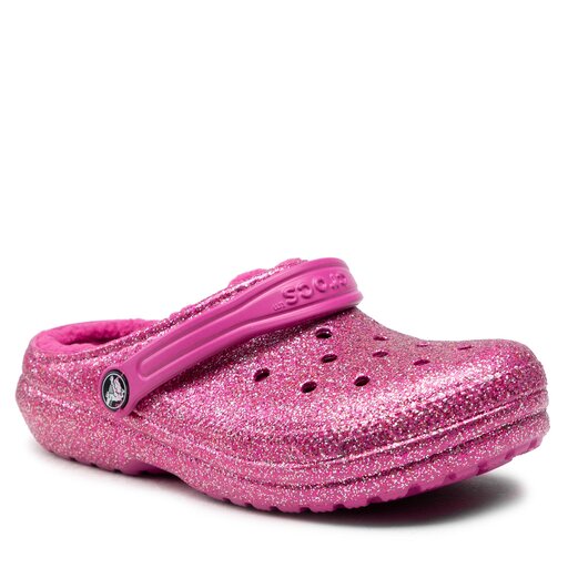 Chanclas Crocs Classic Lined Glitter Clog K 207462 Fuchsia Fun/Multi ...