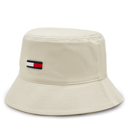 Kapelusz Tommy Jeans Tjw Elongated Flag Bucket Hat AW0AW16381 Écru | eobuwie.com.pl