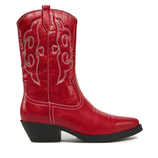 Sieviešu zābaki ar biezu papēdi - Krāsa: Sarkans • eapavi.lv