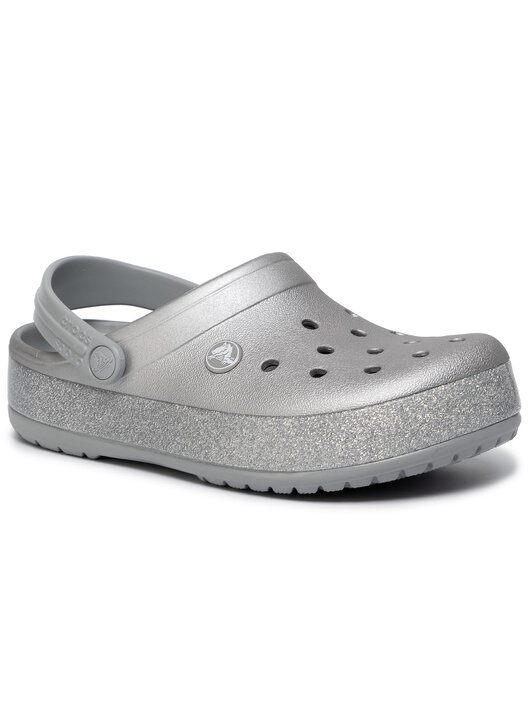 Klapki Crocs Crocband Printed Clog 205834 Srebrny | eobuwie.com.pl