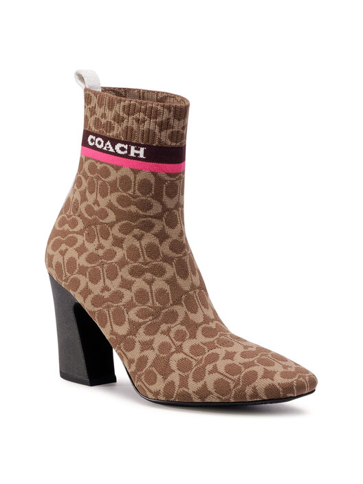 Botki Coach Tasha Sig Knit Booti G5245 11000148 Brązowy | eobuwie.com.pl