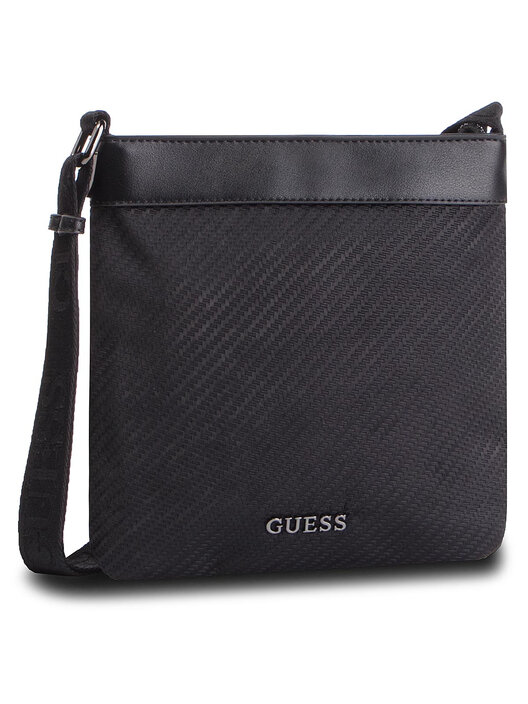 Geantă crossover Guess Mini Flat Crossbody HM6671 POL92 Negru | epantofi.ro
