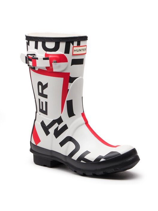 Kalosze Hunter Original Short Exploded Logo WFS2000ELP Biały | eobuwie.com.pl