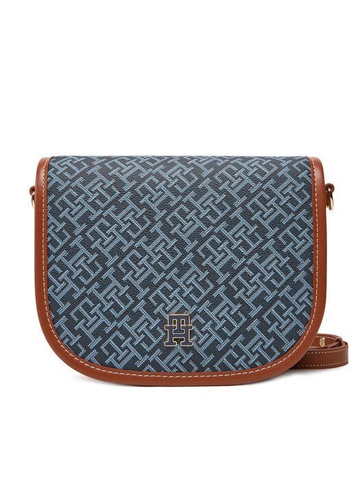 Дамска чанта Tommy Hilfiger Th Monoplay Leather Saddle Bag AW0AW17414 Тъмносин | obuvki.bg