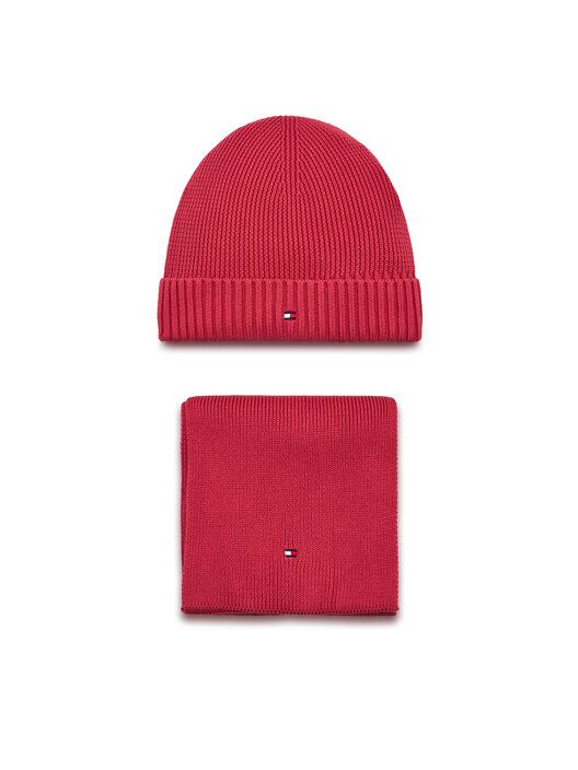 Комплект шал и шапка Tommy Hilfiger Small Flag AU0AU01937 Розов | obuvki.bg
