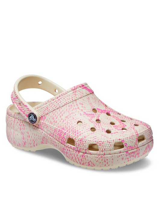 Klapki Crocs Classic Platform Snake Print Clog W 208231 Beżowy ...