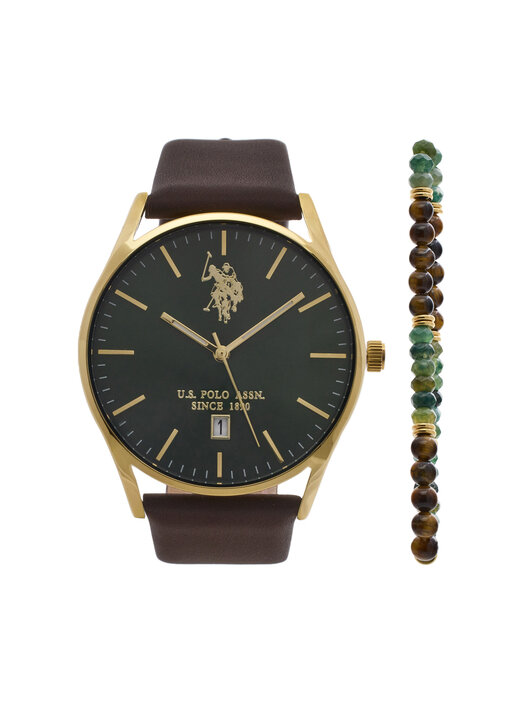 Uhr und Armband Set U.S. Polo Assn. Colin USP6376TW Goldfarben | eschuhe.de