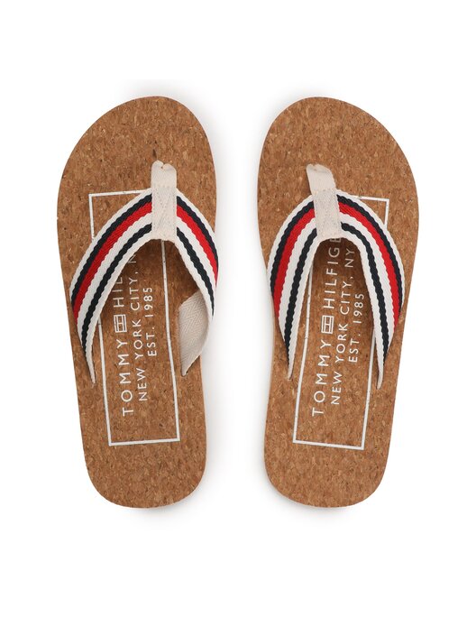Zehentrenner Tommy Hilfiger Cork Beach Sandal FM0FM04475 Beige | eschuhe.de
