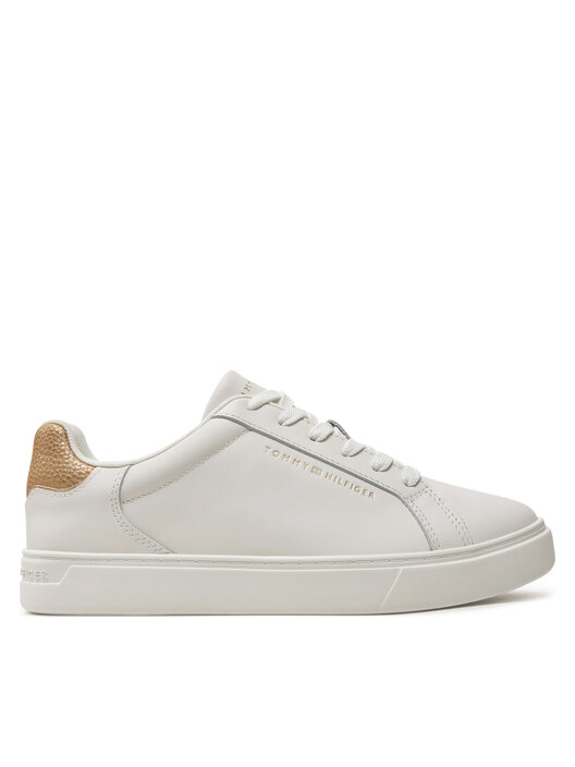 Sneakersy Tommy Hilfiger Essential Court FW0FW08350 Écru | eobuwie.com.pl