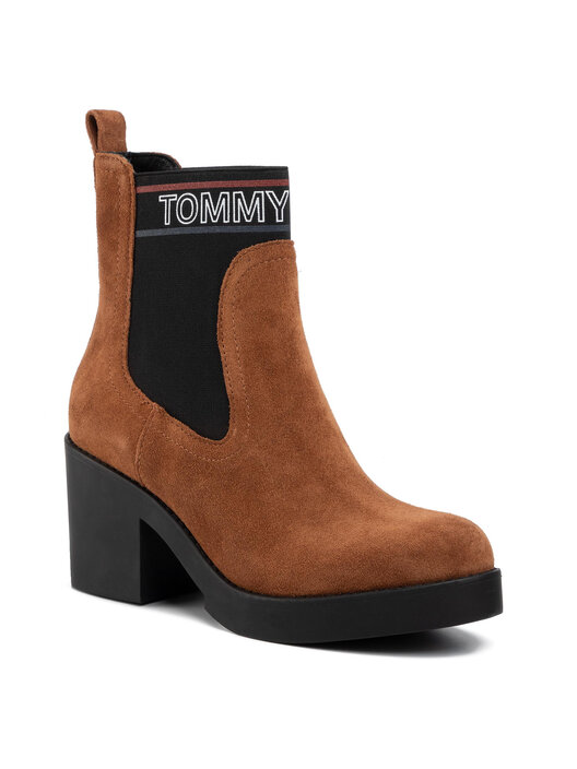 Botine Tommy Jeans Corporate Elastic Suede Boot EN0EN00629 Maro ...