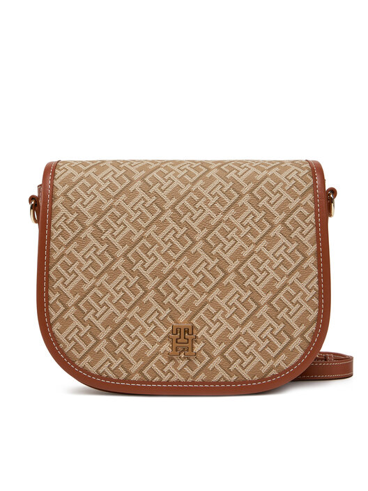 Дамска чанта Tommy Hilfiger Th Monoplay Leather Saddle Bag AW0AW17414 Кафяв | obuvki.bg