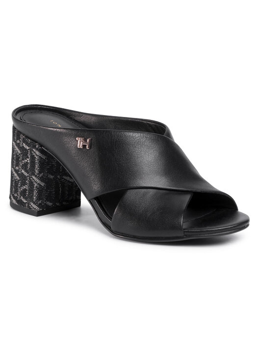 Chanclas Tommy Hilfiger Th Raffia Mid Heel Sandal FW0FW04841 Negro ...