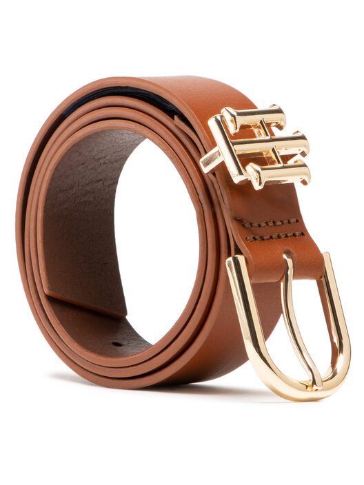 Dámský pásek Tommy Hilfiger Th Lux Logo 3.0 AW0AW09821 Hnědá | eobuv.cz