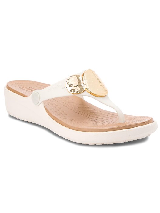 Chancletas Crocs Sanrah Embellished Wedge Flip 204009 Beis | zapatos.es