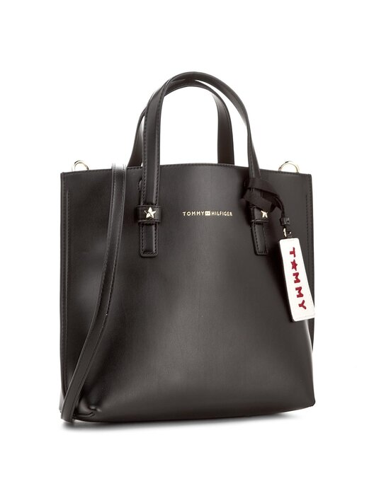 Torebka Tommy Hilfiger Th Effortless Tote Small AW0AW04852 Czarny | eobuwie.com.pl