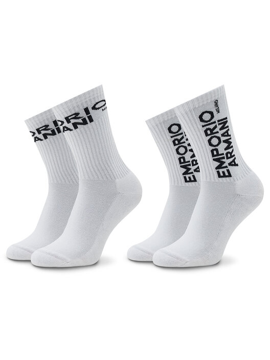2er-Set hohe Herrensocken Emporio Armani 303122 2F328 00010 Weiß ...