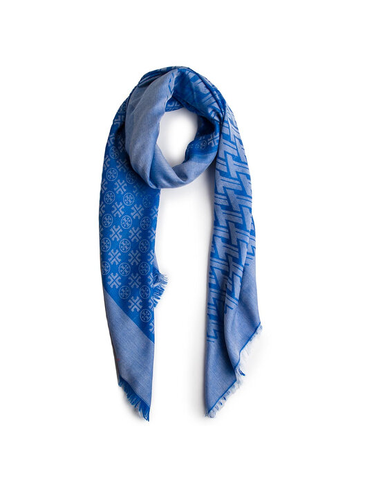 Šátek Tory Burch Multi Logo Oversized Square Scarf 54710 Tmavomodrá ...