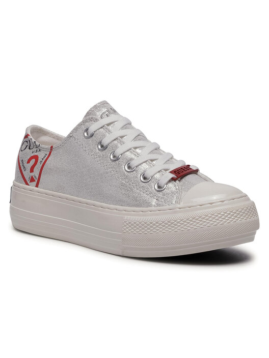 Sneakers aus Stoff Guess Nikola FL7NIK PEL12 Silberfarben | eschuhe.de