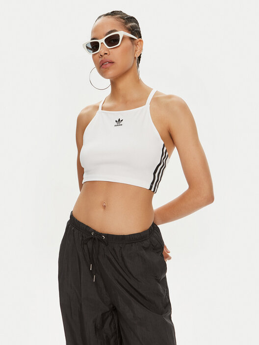 adidas Top adicolor 3-Stripes IN8377 Bianco Slim Fit | escarpe.it