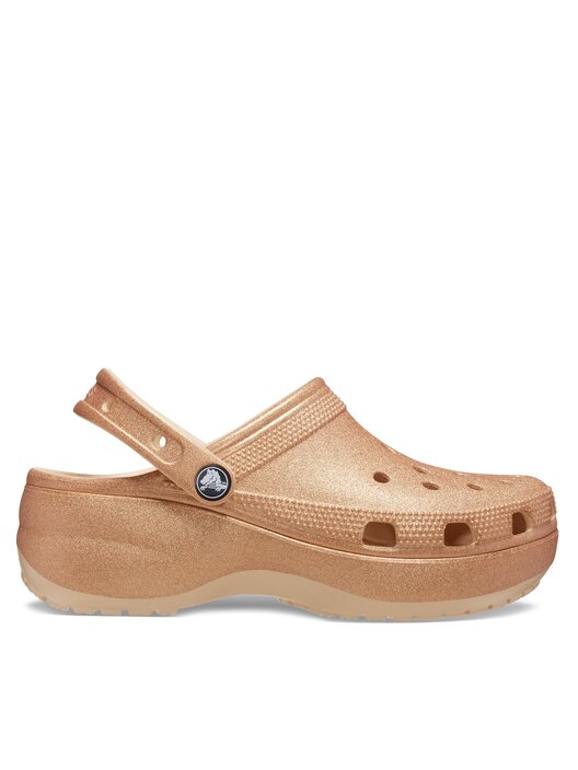 Παντόφλες Crocs Classic Platform Glitter Clog W 207241 Μπεζ | epapoutsia.gr