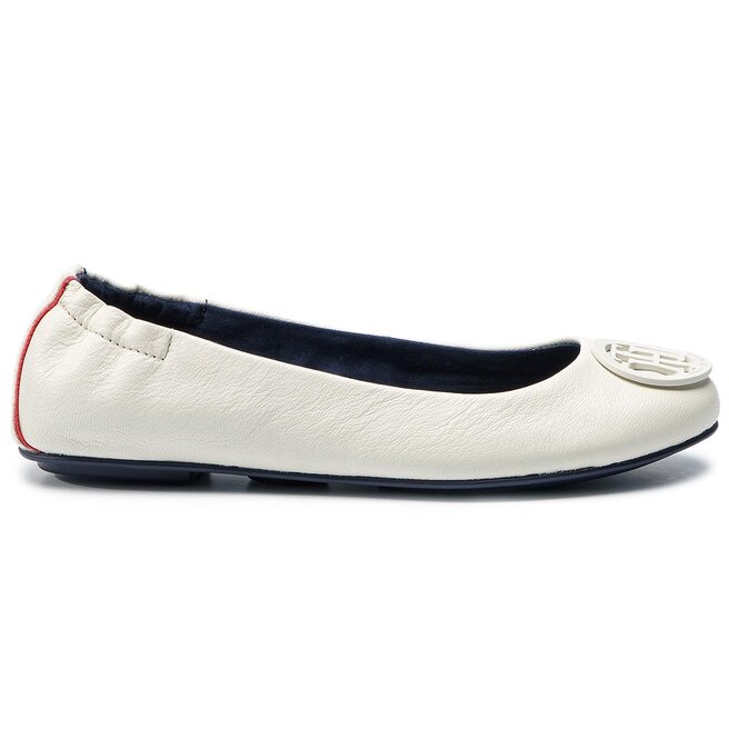 Baleriny Tommy Hilfiger Flexible Leather Ballerina FW0FW04073 Biały ...