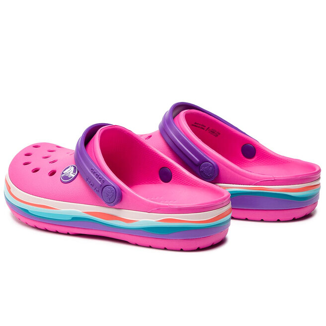 Pantoletten Crocs Crocband Wavy Band Clog K 205697 Neon Magenta ...