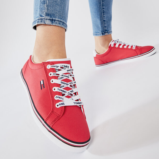 Sneakers aus Stoff Tommy Jeans Essential Lace Up Sneaker EN0EN00786 Rot ...