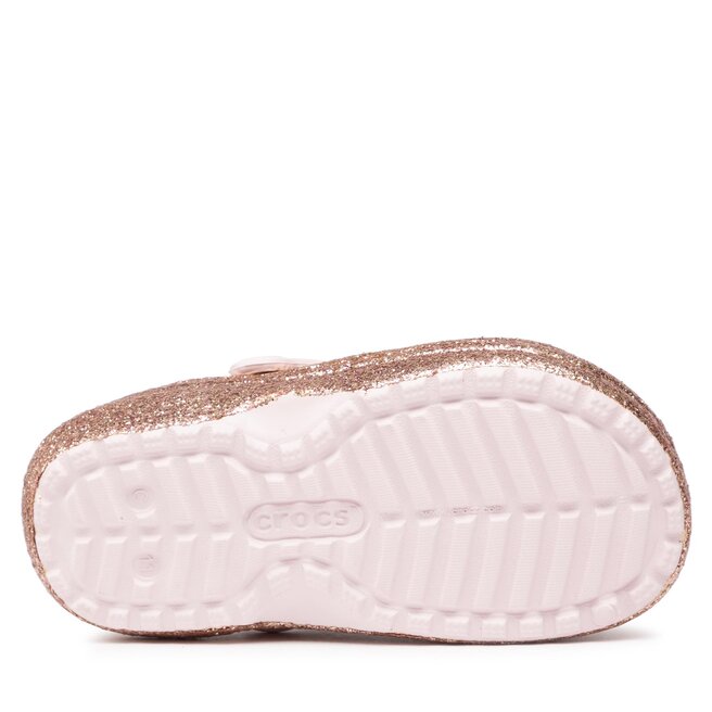 Pantoletten Crocs Classic Lined Glitter Clog K 207462 Gold/Barely Pink | eschuhe.de