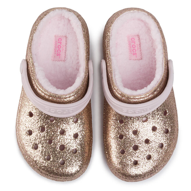 Nazouváky Crocs Classic Glitter Lined Clog K 205937 Zlatá | eobuv.cz