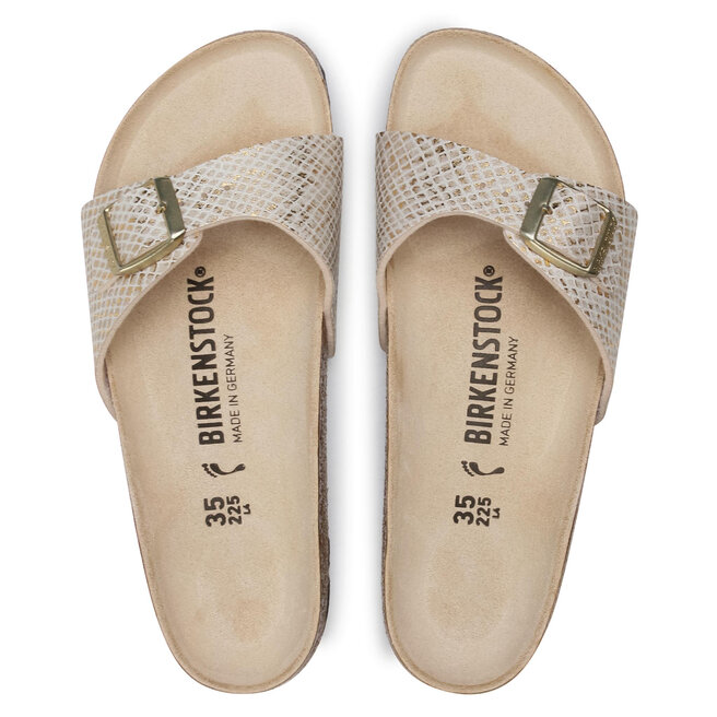 Pantoletten Birkenstock Madrid Bs 1018543 Shiny Python Eggshell | eschuhe.de