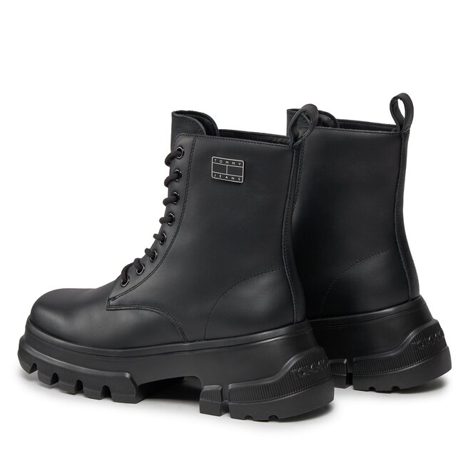 Туристически oбувки Tommy Jeans Tjw Chunky Leather Boot EN0EN02503 Black BDS | obuvki.bg