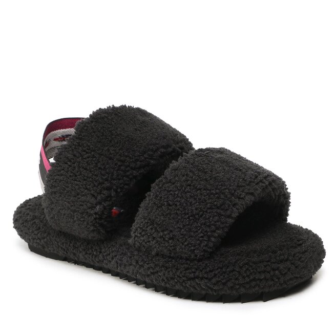 Kapcie Tommy Jeans Tj Winter Sandal 2D EN0EN02031 Czarny | eobuwie.com.pl