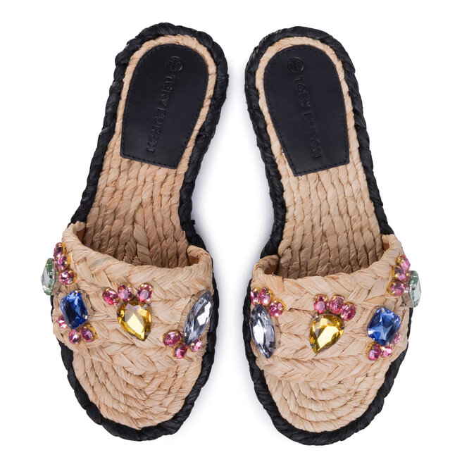 Espadrilles Tory Burch Crystal Raffia Slide Raffia 63580 Natural 254 | eschuhe.de