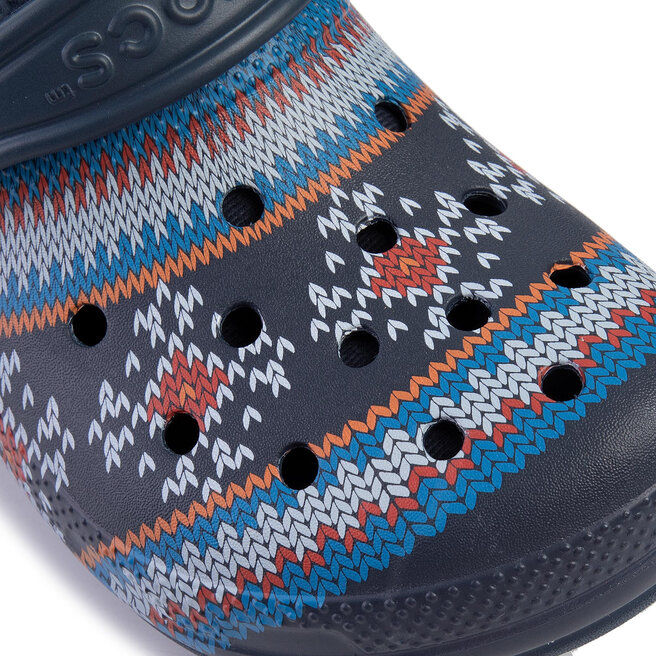 Klapki Crocs Classic Printed lined Clog 205857 Granatowy | eobuwie.com.pl