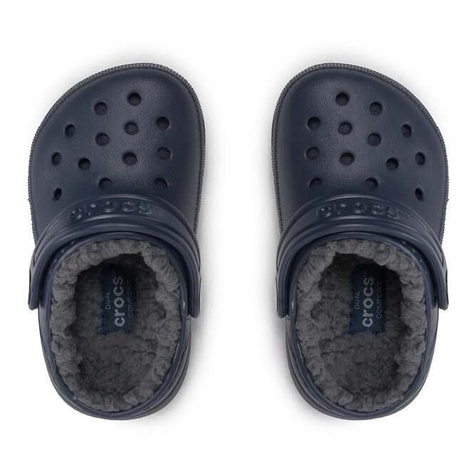 Klapki Crocs Classic Lined Clog T 207009 Navy/Charcoal | eobuwie.com.pl