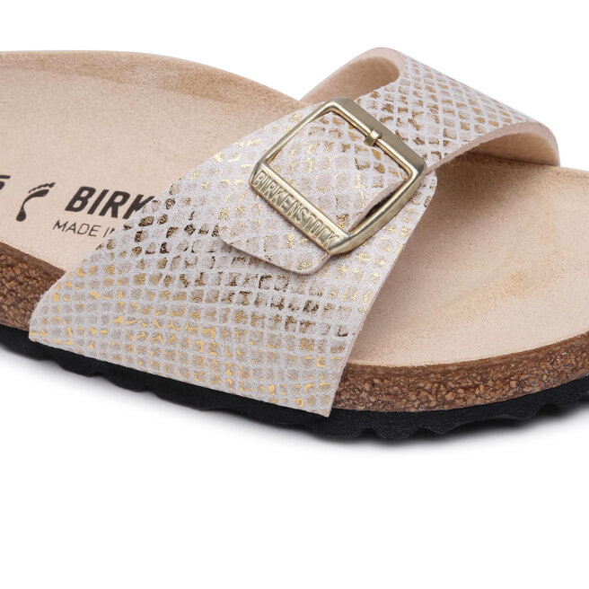 Pantoletten Birkenstock Madrid Bs 1018543 Shiny Python Eggshell | eschuhe.de