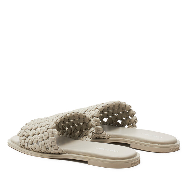 Klapki Calvin Klein Flat Slide Latt HW0HW02143 Beżowy | eobuwie.com.pl
