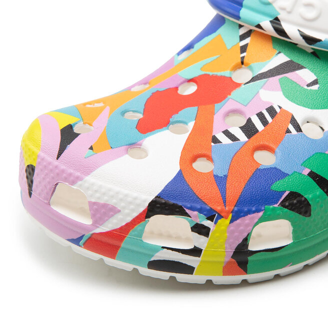 Παντόφλες Crocs Classic Retro Resort Clog 207849 White/Multi ...