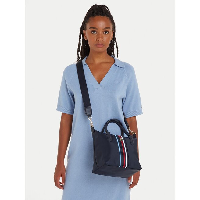Handtasche Tommy Hilfiger Poppy Small Tote Corp AW0AW15986 Dunkelblau ...