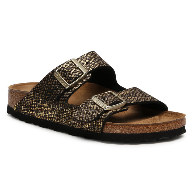 Pantoletten Birkenstock Arizona BS 1019372 Shiny Python Black | eschuhe.de