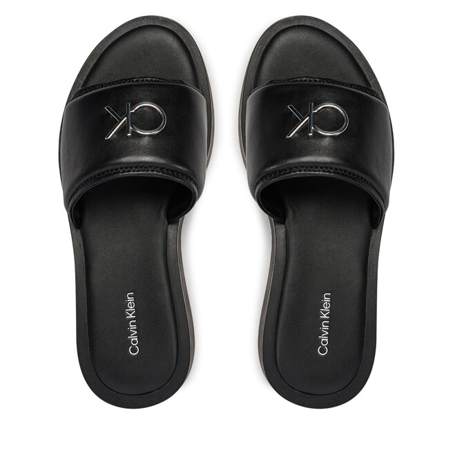 Chanclas Calvin Klein Flatform Slide Relock Lth HW0HW02049 Ck Black BEH ...