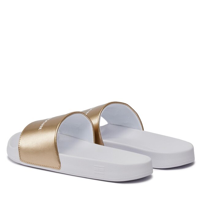 Chanclas Tommy Hilfiger Metallic Pool Slide FW0FW07829 White/Gold 0K7 ...