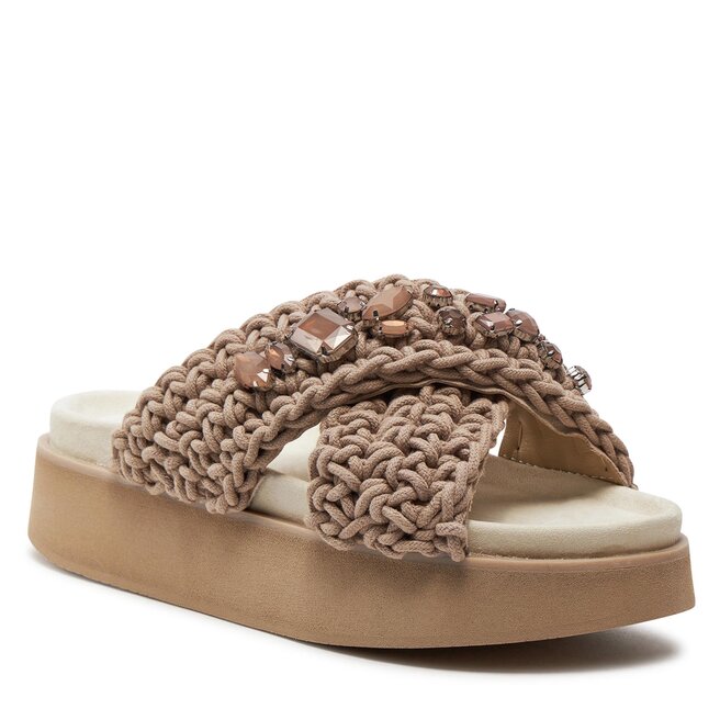 Klapki Inuikii Woven Stones Platform 70103-106 Brązowy | eobuwie.com.pl