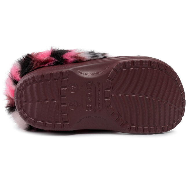 Hausschuhe Crocs Classic Mammoth So Luxe Clog 205841 Dunkelrot | eschuhe.de