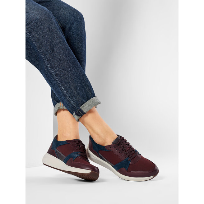 Sneakersy Clarks Un Rio Run 261554134 Burgundy Combi | eobuwie.com.pl